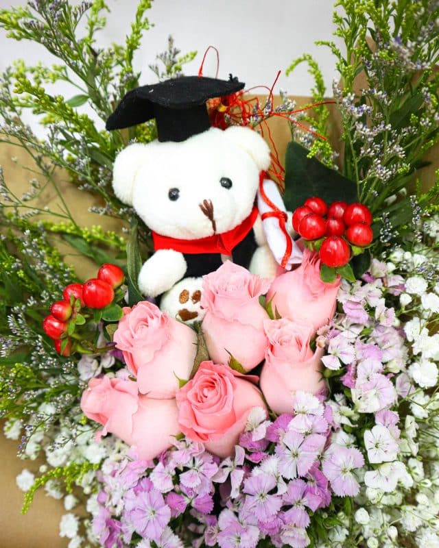 Pink Rose Graduation Bouquet | Flowers and Kisses Singapore