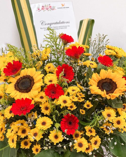 Sun Power Opening Flower Stand Flowers And Kisses